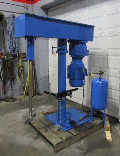10 hp Hockmeyer Mixer, air over oil lift, slow speed, stainless steel