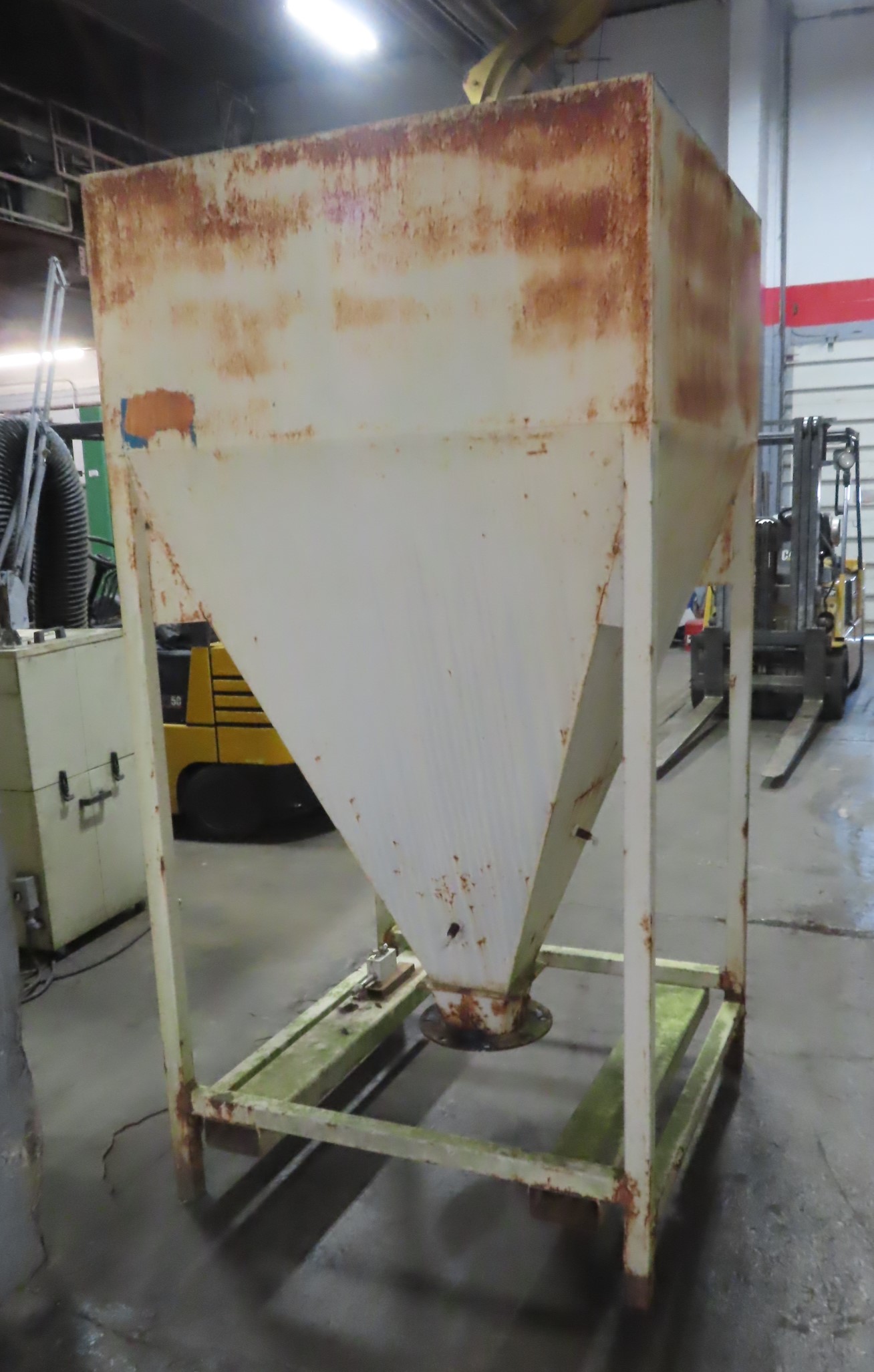 Steel Hopper. 45" x 45" x 21" + 57" deep cone.