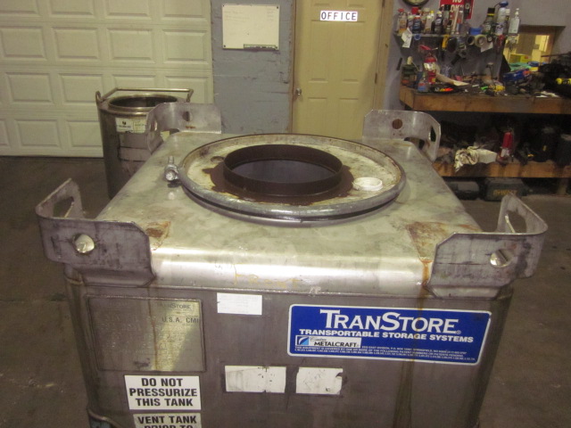 used 180 gallon Stainless Steel TranStore Tank.
