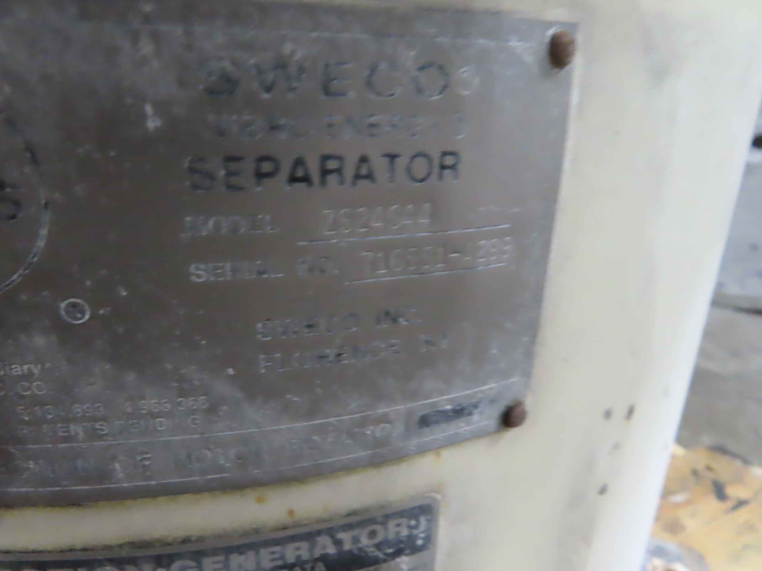 24" Sweco Screener, single deck, stainless steel