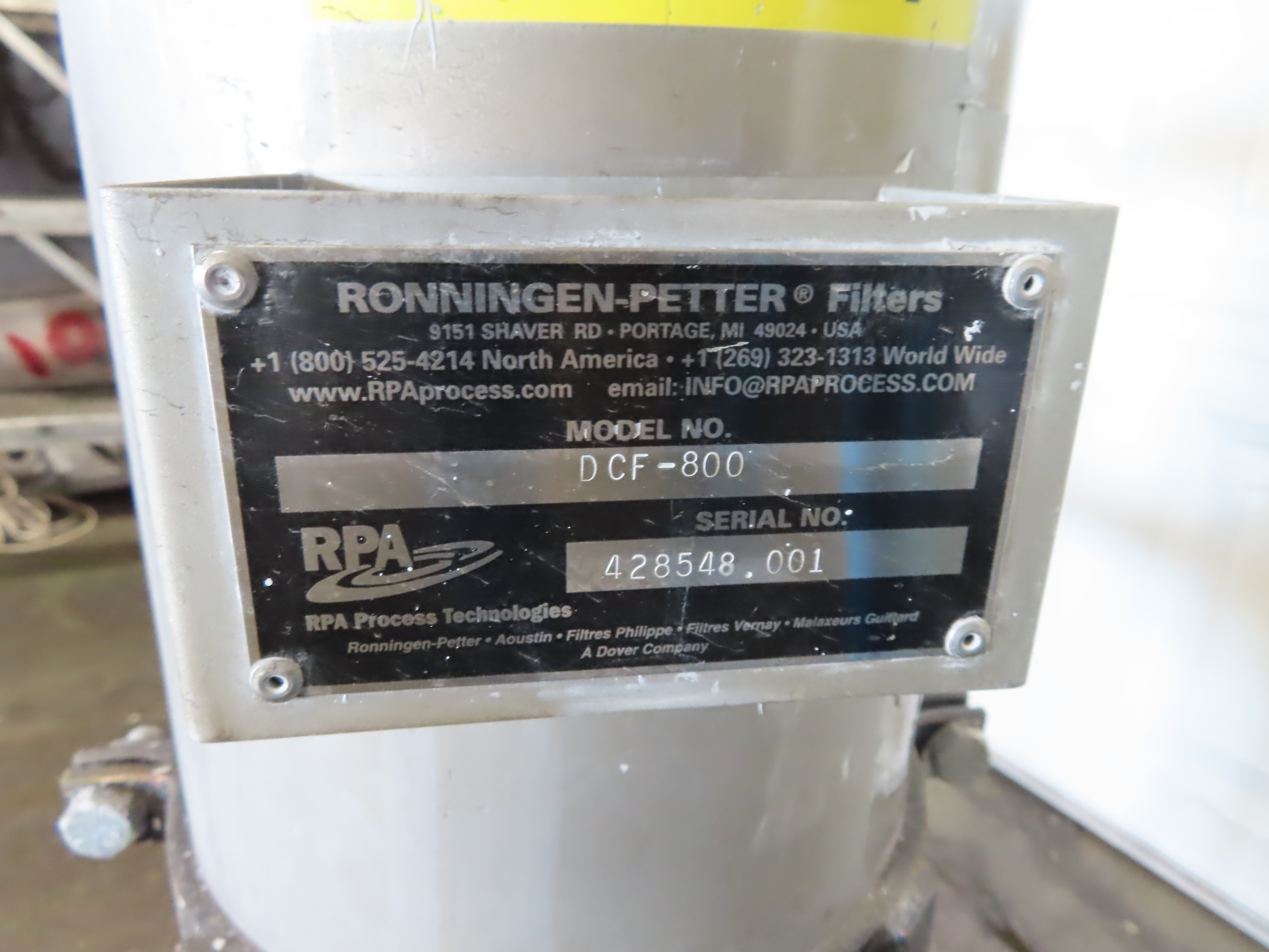 Ronningen-Petter (Eaton) Automatic Self Cleaning Single DCF-800 Filter, Stainless Steel