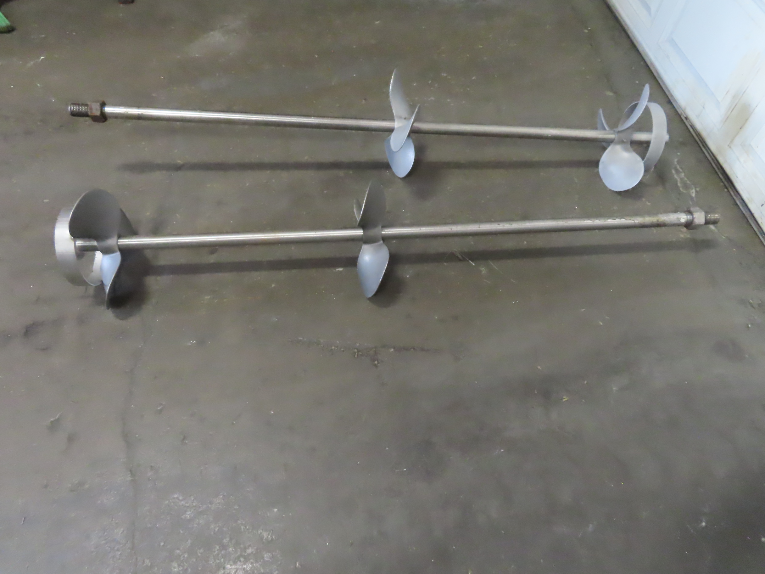 Two (2) used Stainless Steel Mixing Shafts. 72" long