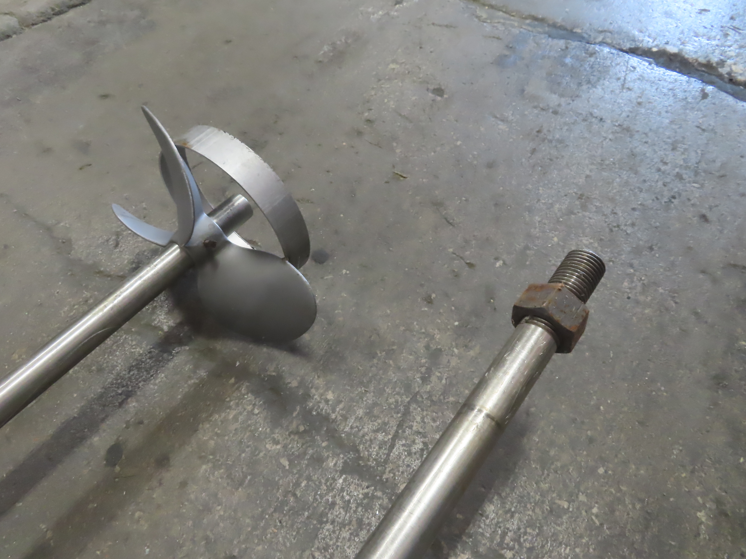Two (2) used Stainless Steel Mixing Shafts. 72" long
