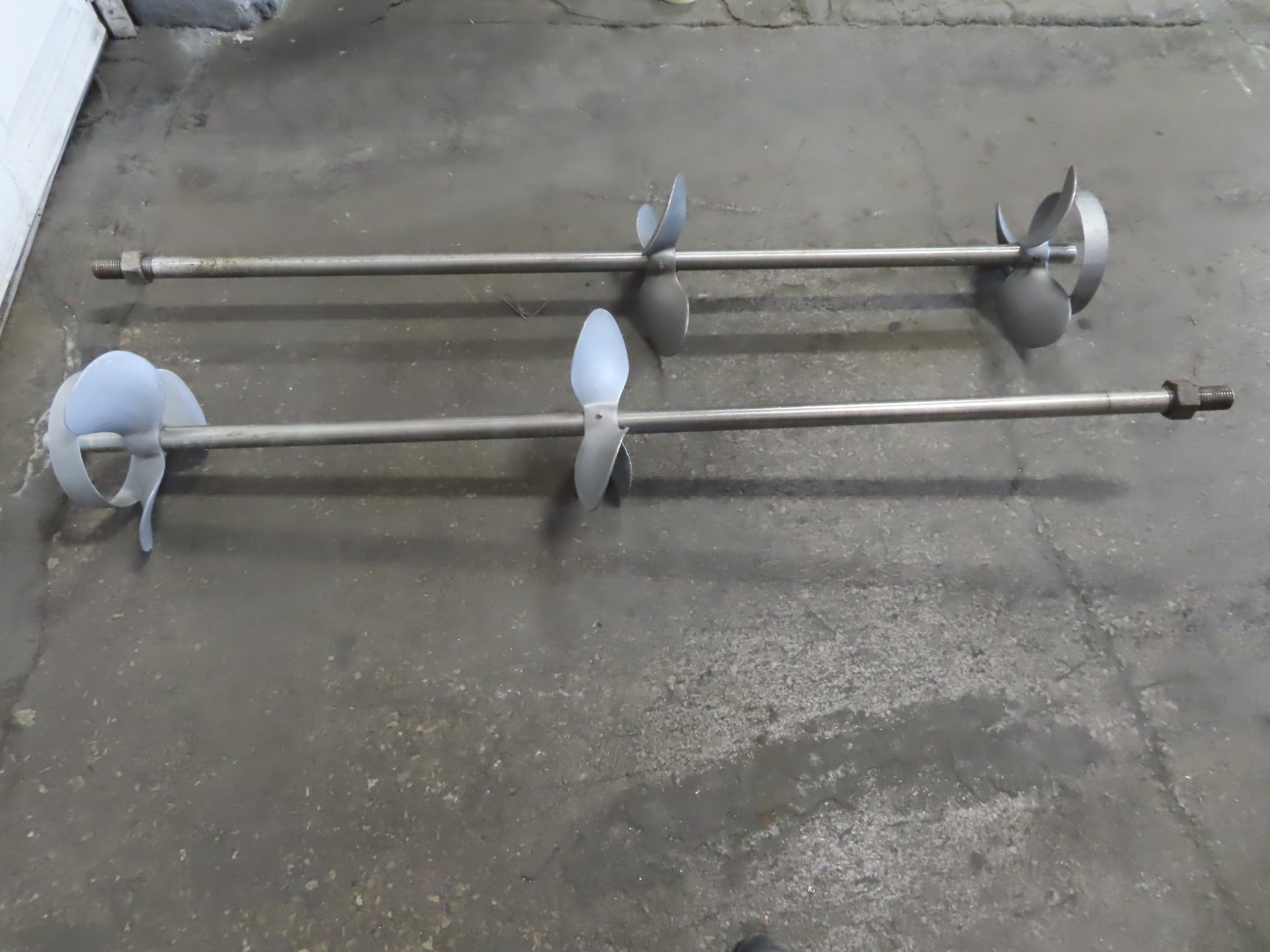 Two (2) used Stainless Steel Mixing Shafts. 72" long