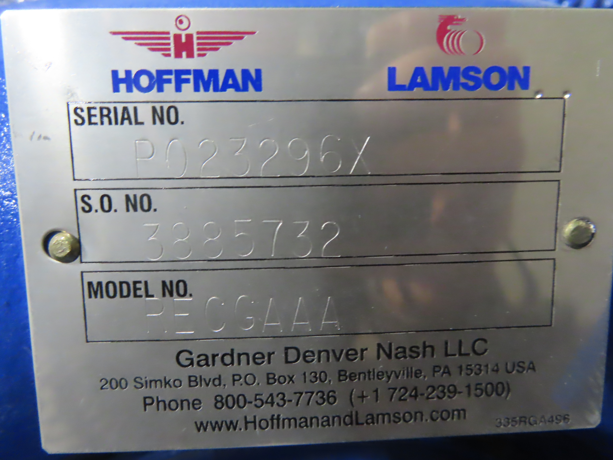 Hoffman Lamson Gardner Denver Regenerative Blower/Exhauster, New