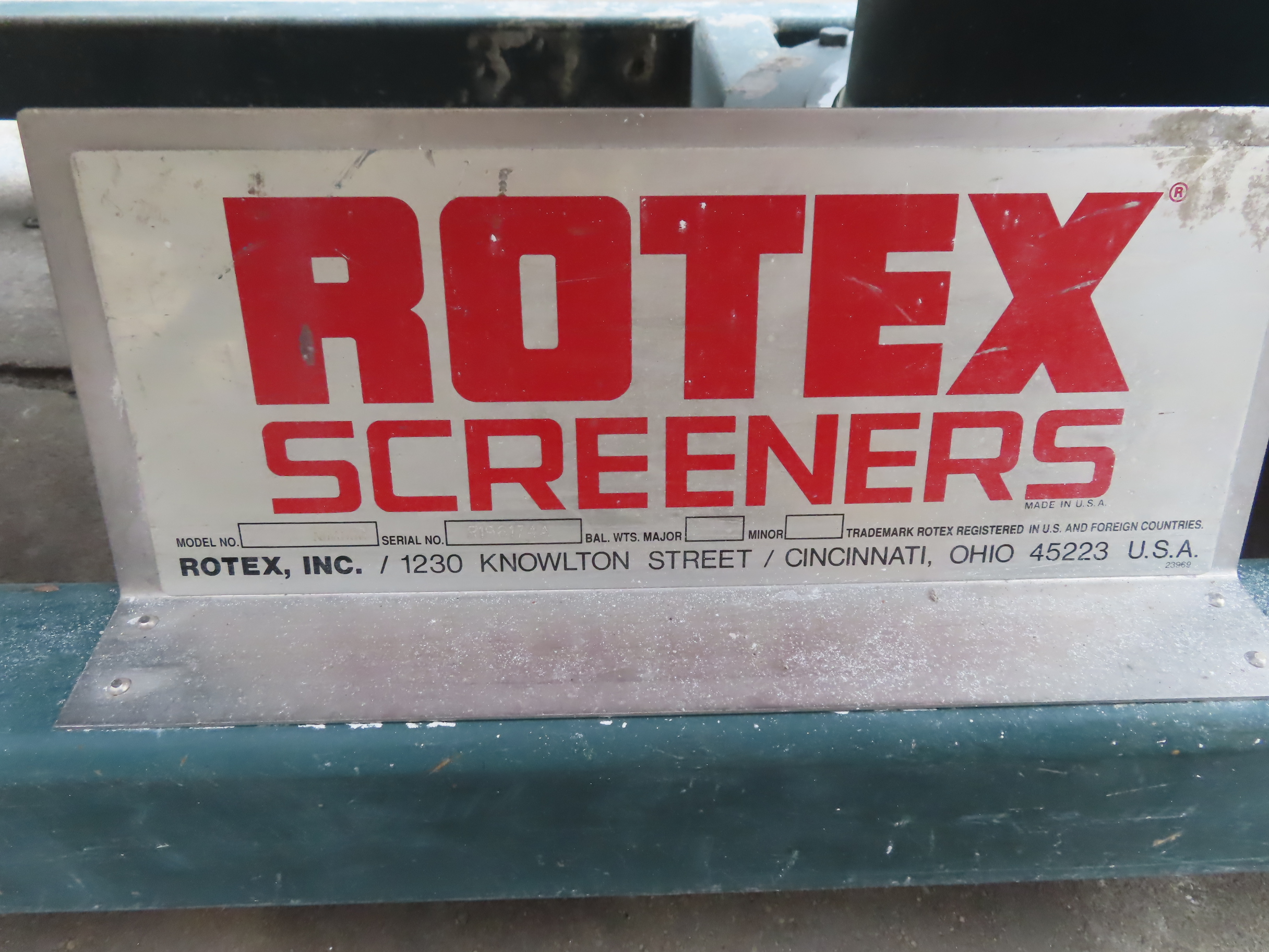 Rotex Screener Separator, 29" x 59" screen, Model 3201A