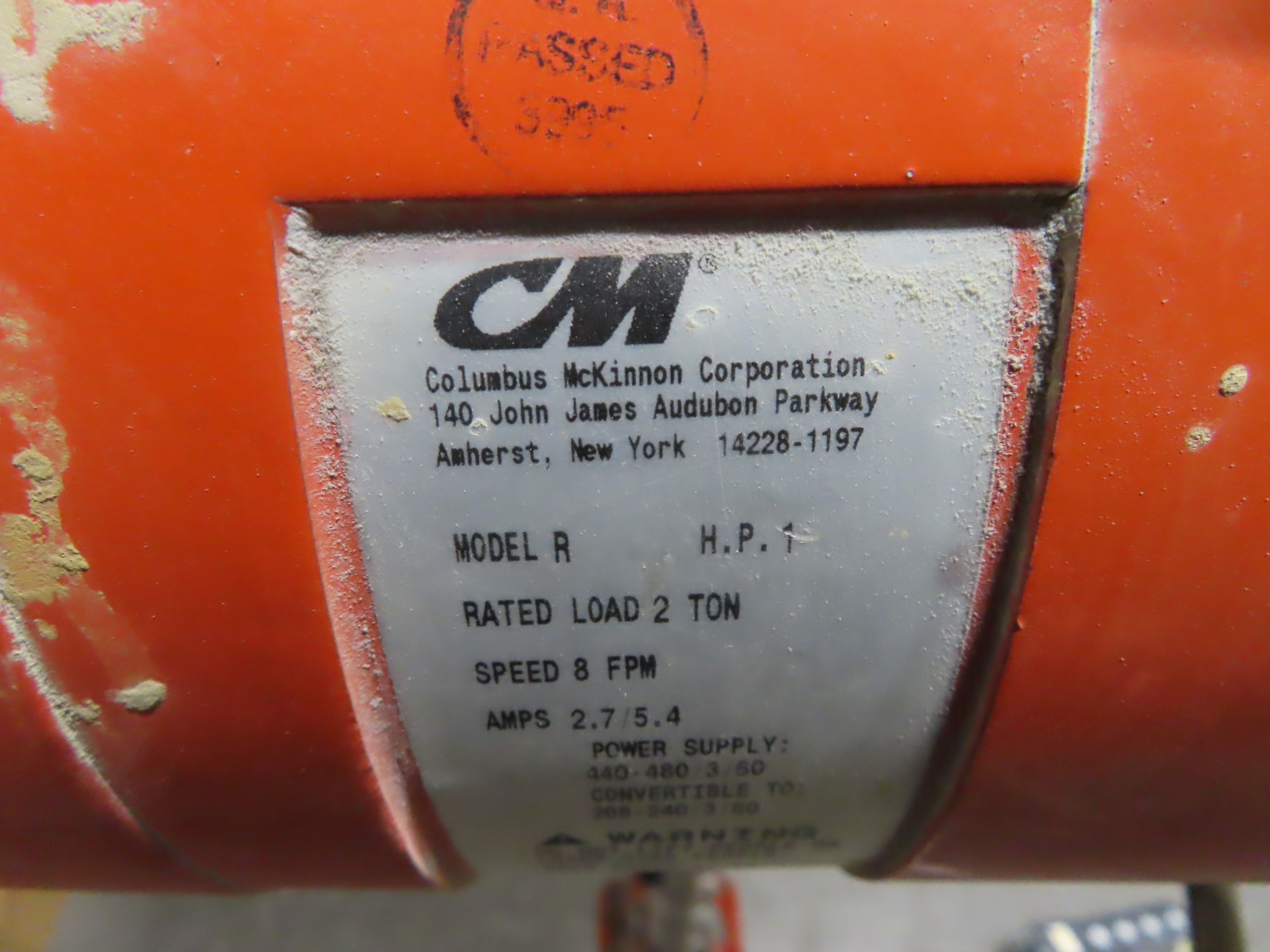 used 2 ton CM Lodestar Electric Chain Hoist, Model R