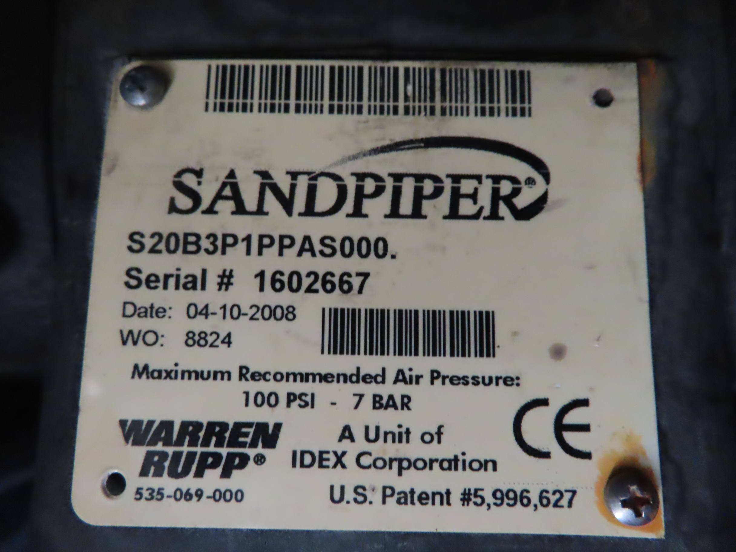 Like New 2" Non-Metallic, polypropylene Sandpiper S20 Air Operated ...