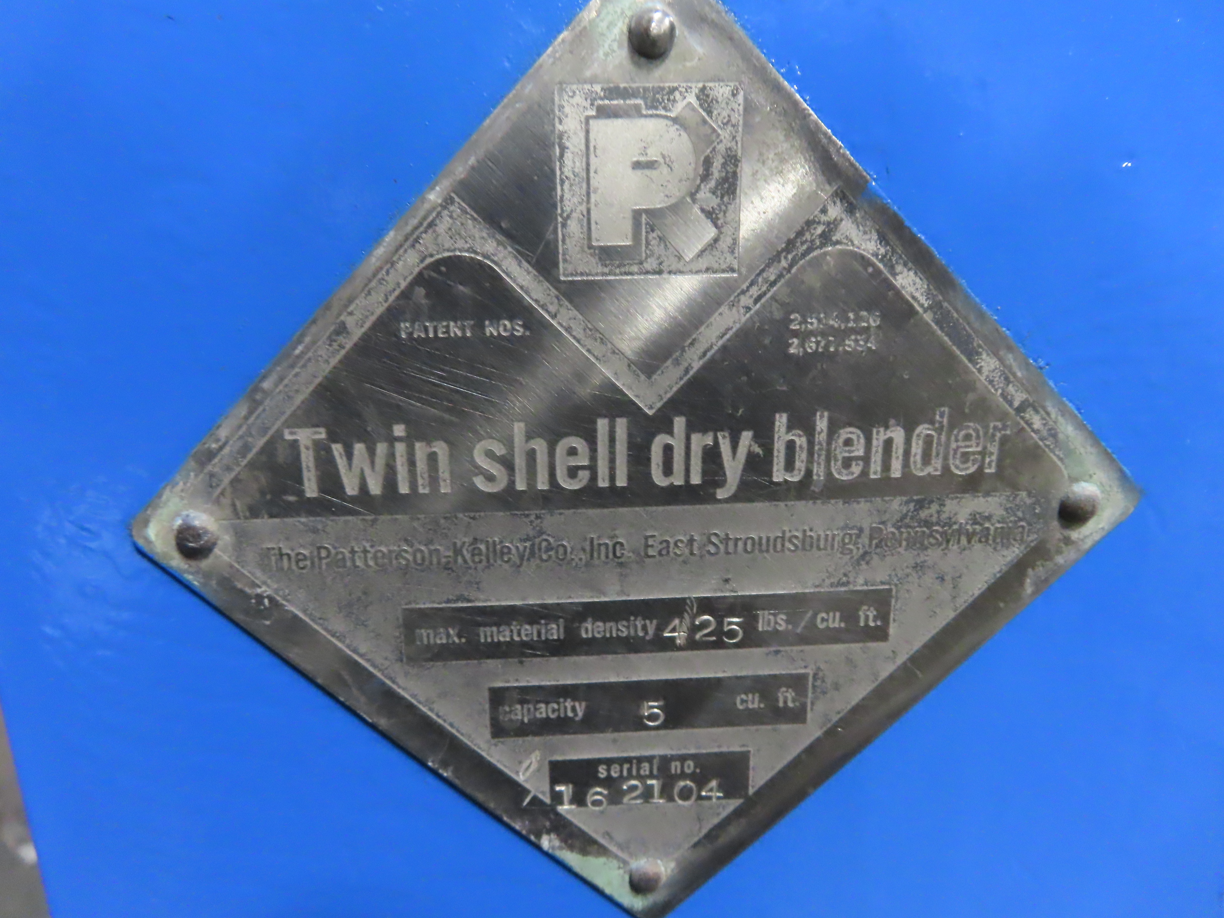 5 cu ft Patterson-Kelley Twin Shell Dry V Blender