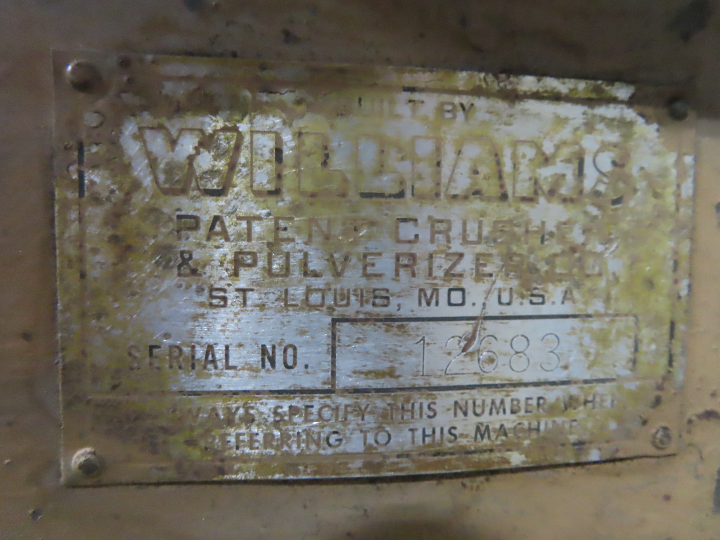 60 HP Williams Hammer Mill with Air Classifier, variable speed