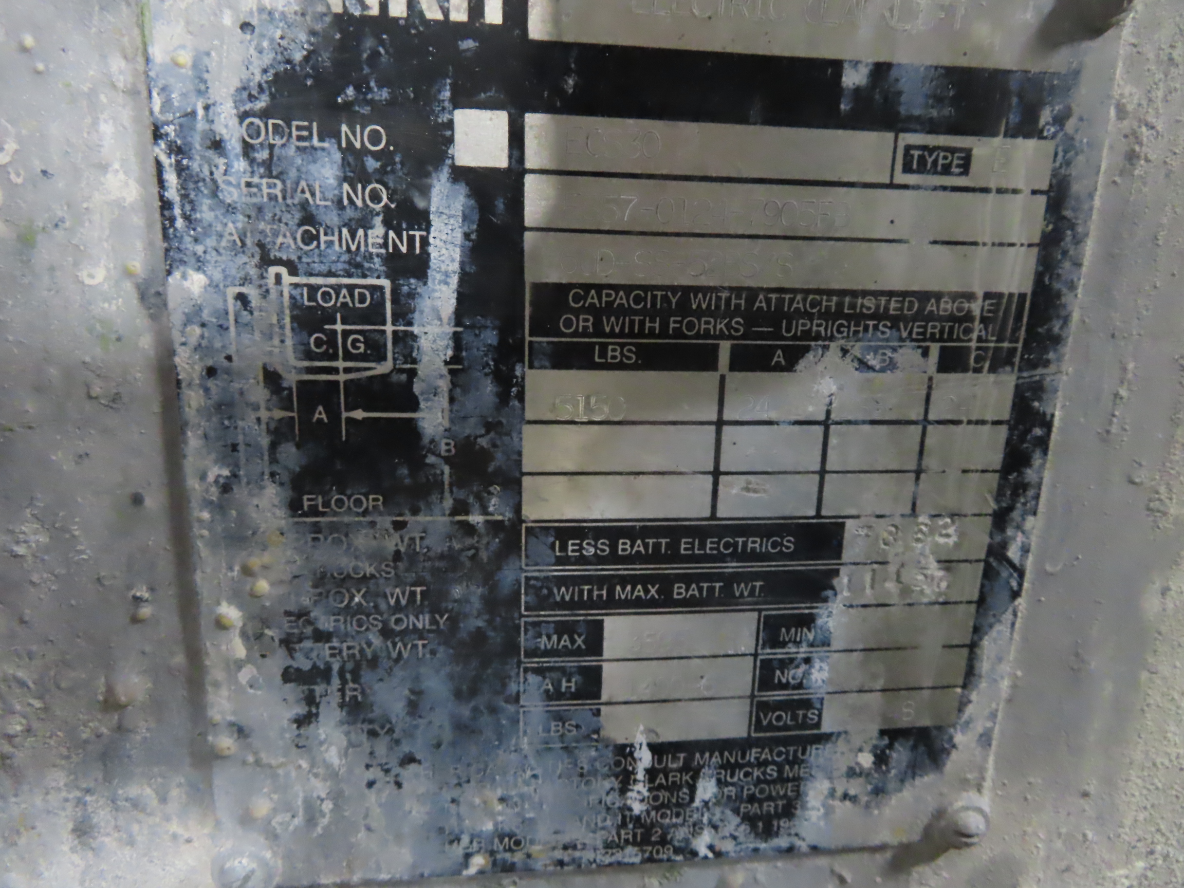 5,000 lb capacity Clark Electric Forklift Truck, 36V