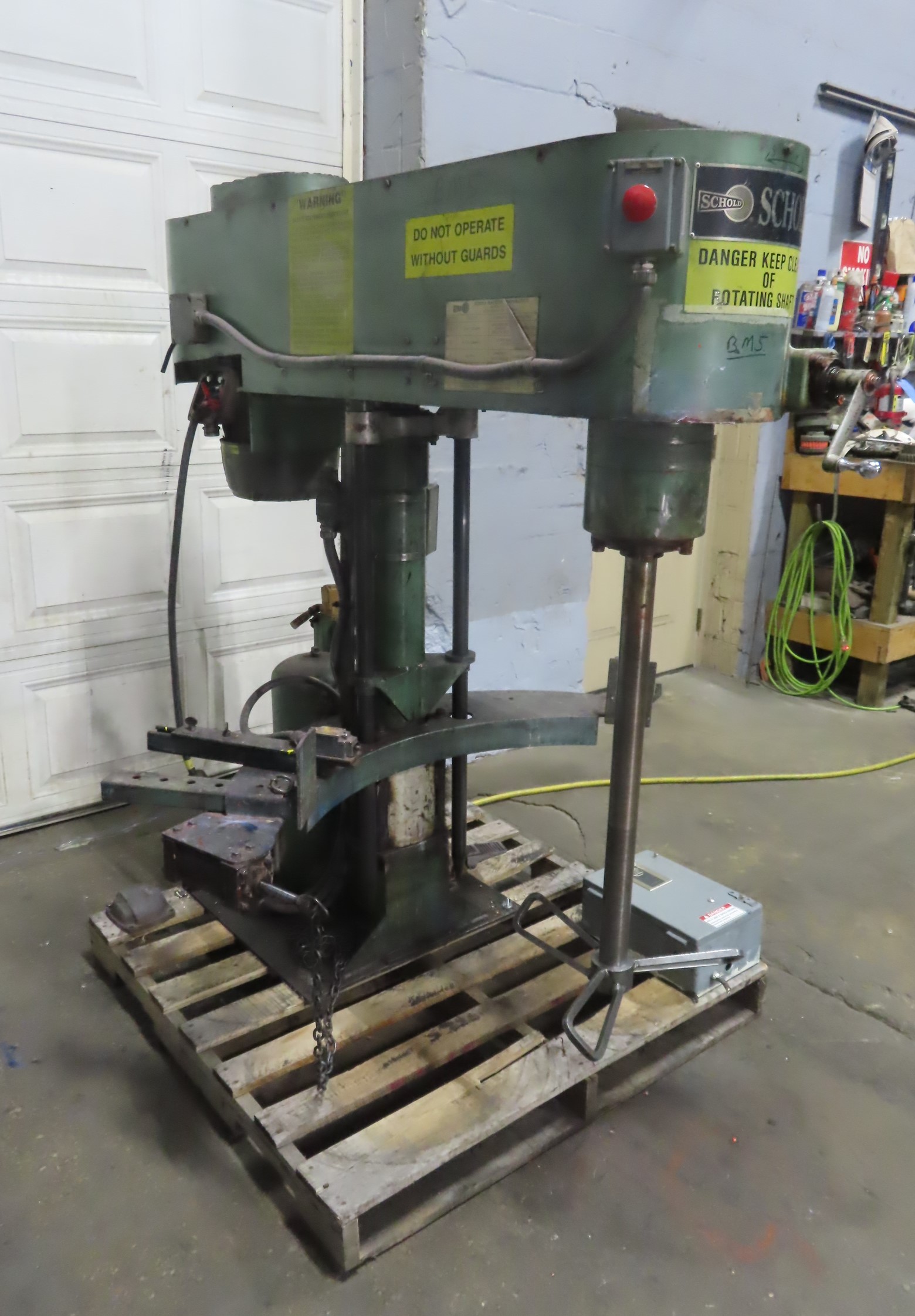 used 10 hp Schold Bow-tie Mixer, air over oil lift, variable speed