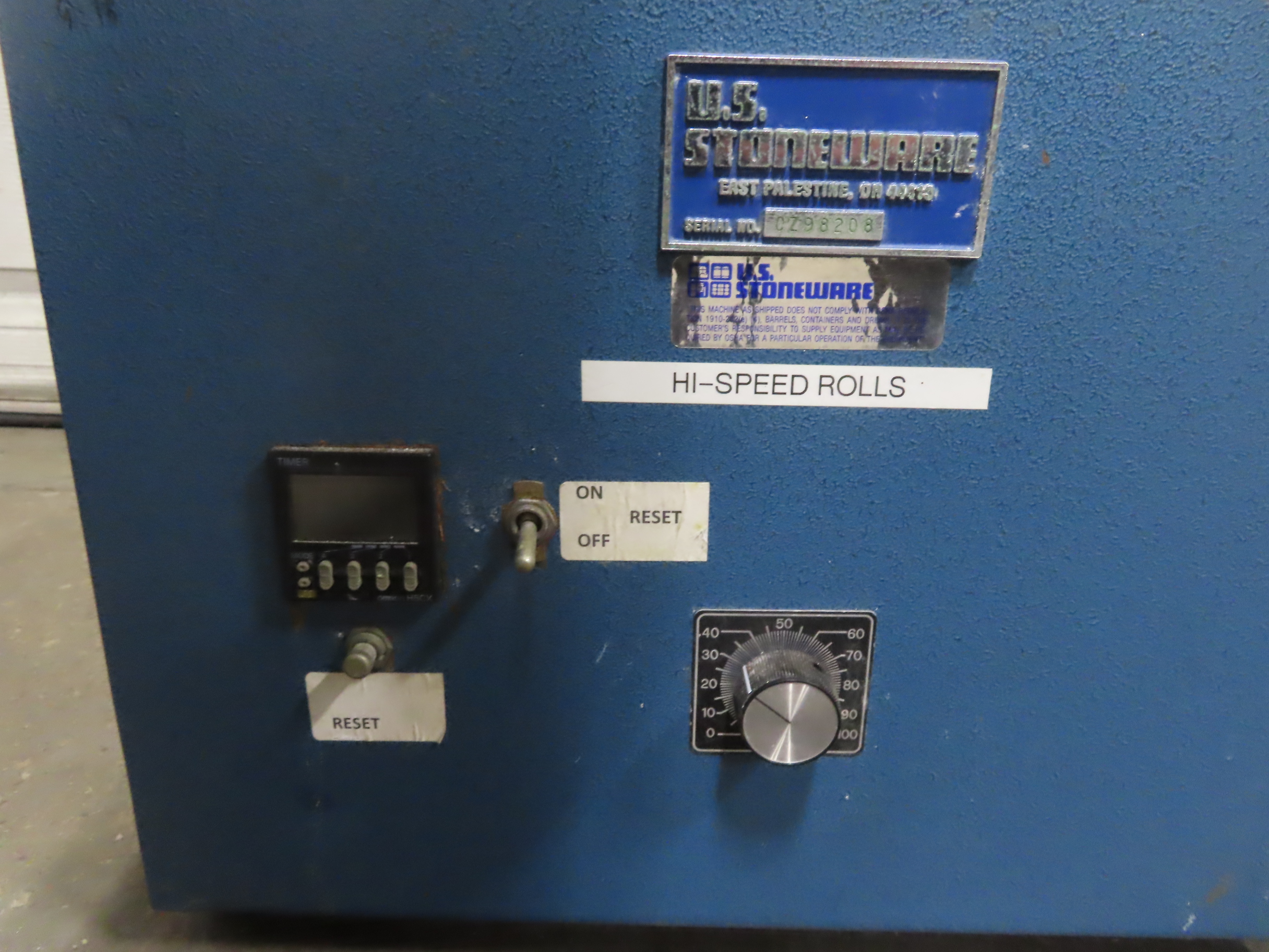 US Stoneware Jar Roller Mill, 2" x 13" rolls, single set of rolls, Vari ...