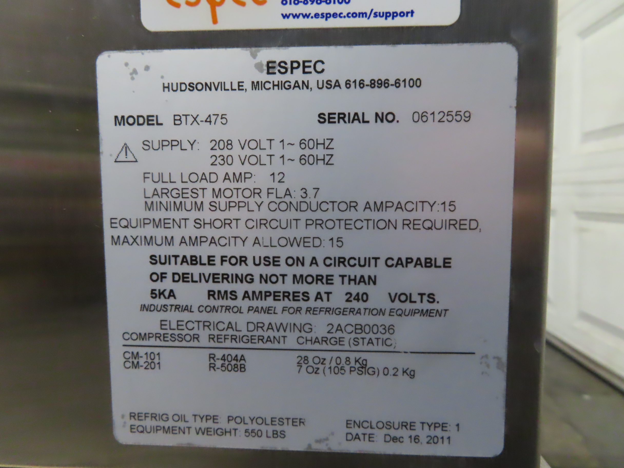 Espec Humidity Chamber, Model BTX-475