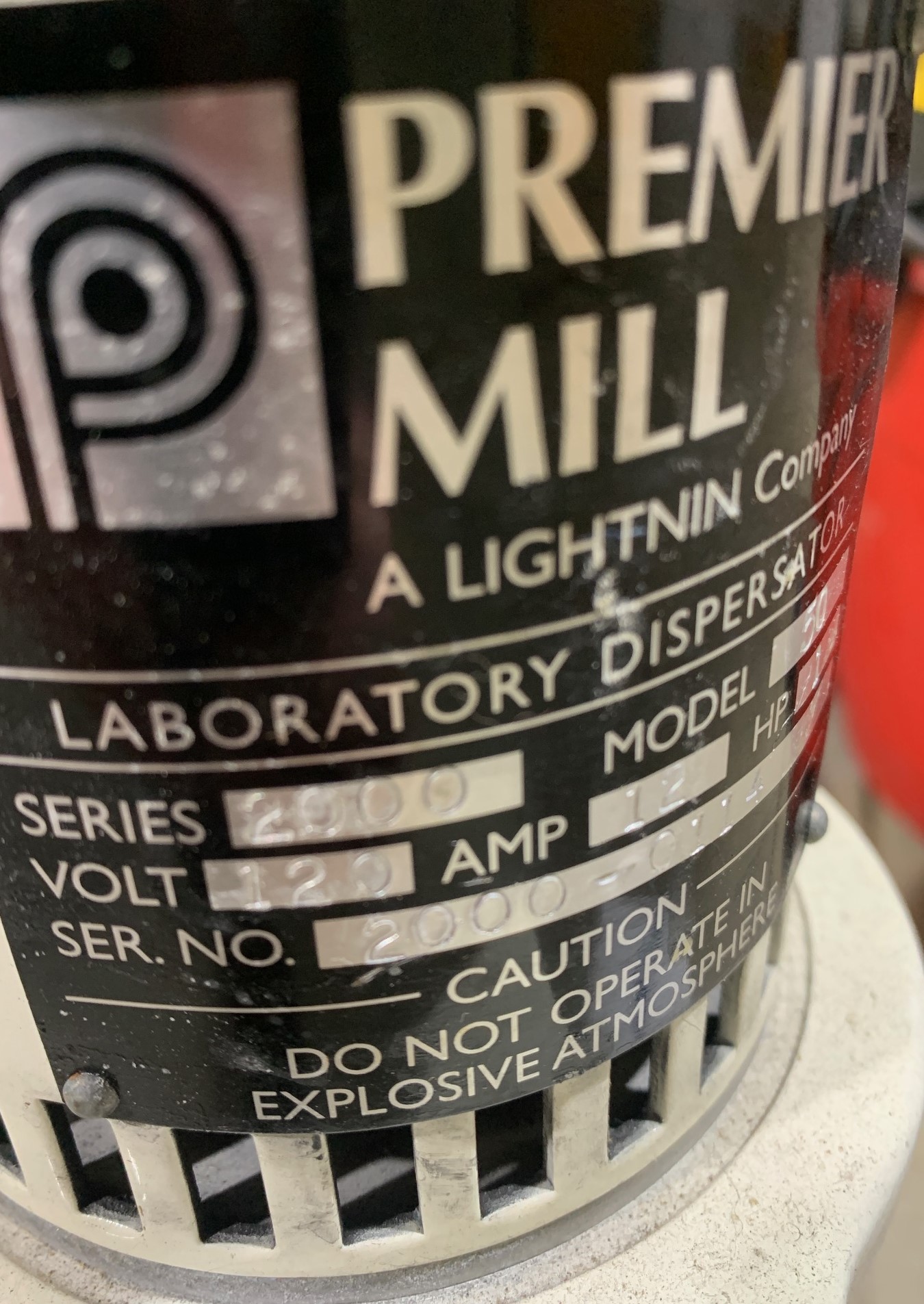 1 hp Premier Mill High Speed Disperator Rotor Stator